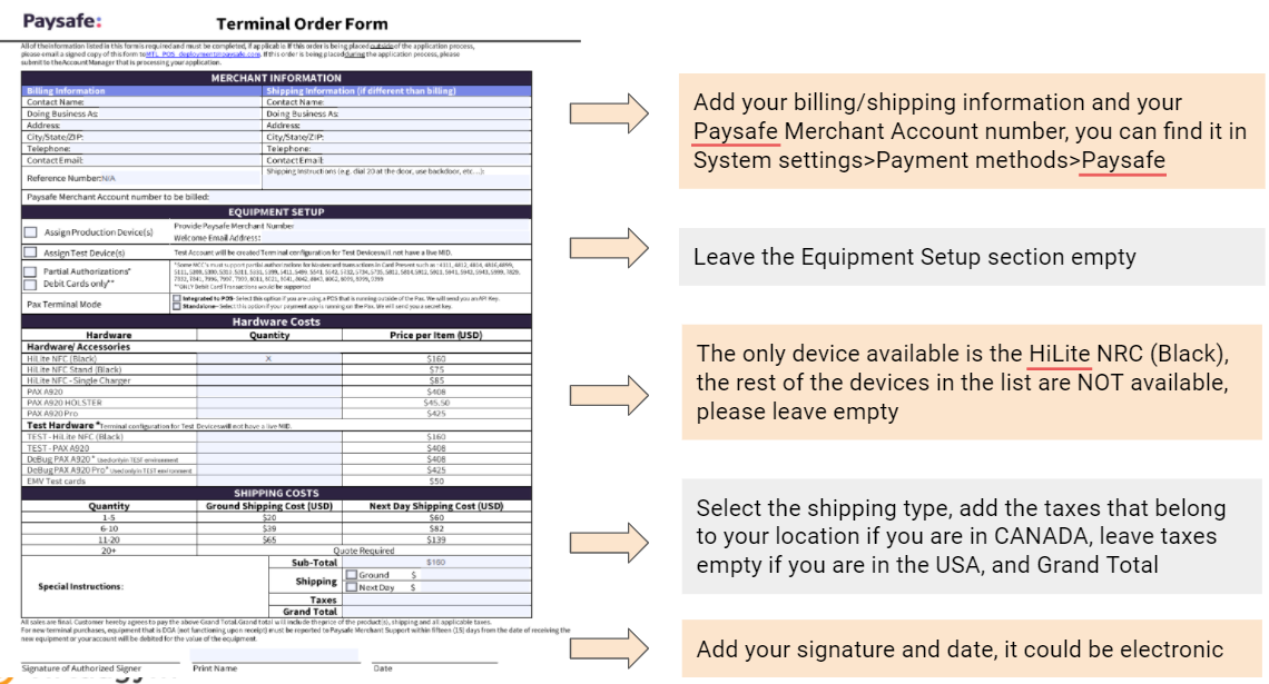 How to purchase the Handpoint Card Terminal of Paysafe? /Northam